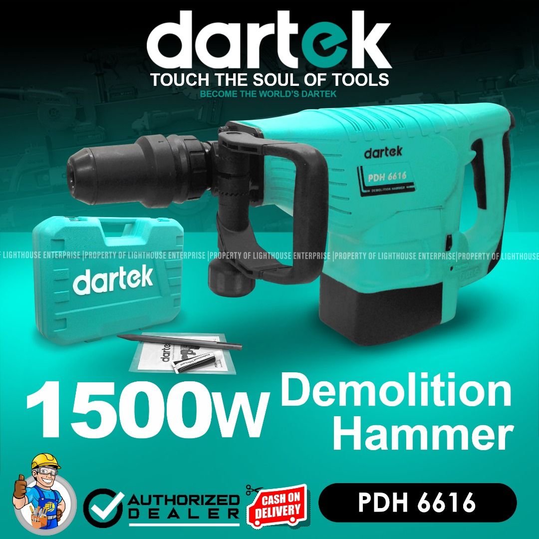 DARTEK 1500W Percussion Hammer / Demolition Hammer (PDH 6616 ...