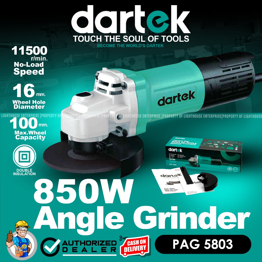 DARTEK UK 850W 100MM Angle Grinder Slim Handle Design (PAG 5803) LIGHTHOUSE ENTERPRISE on Carousell