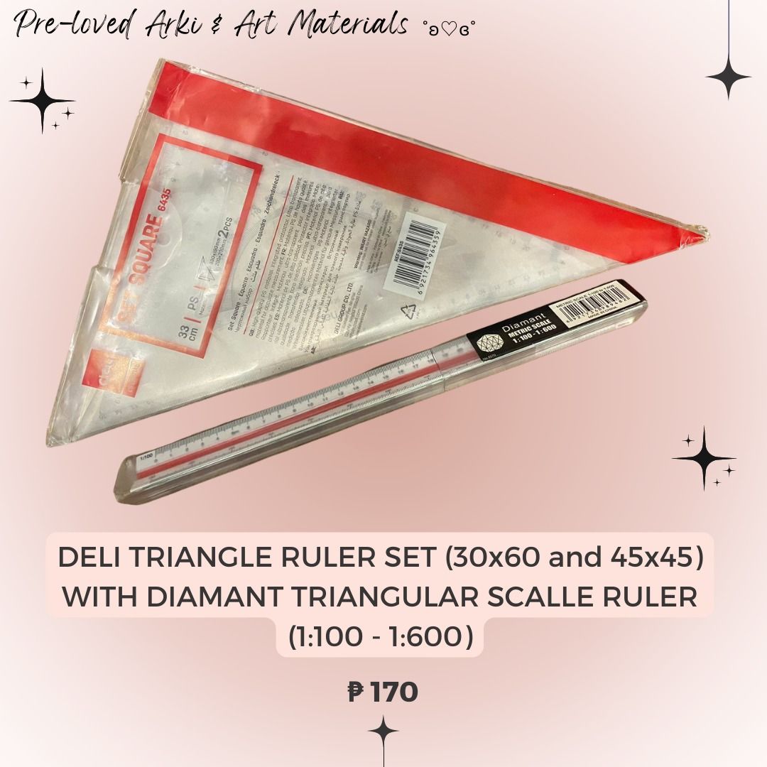 DELI TRIANGLE RULER SET (30x60 and 45x45) WITH DIAMANT TRIANGULAR ...