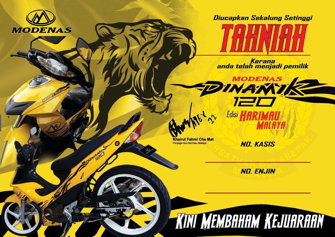Design Sijil Motorsikal Ysuku/125ZR/ Benelli RFS/Lagenda/Ysuku Version ...