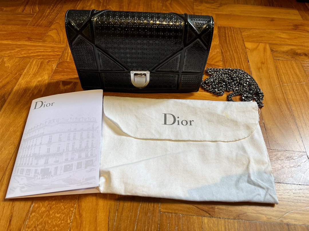 Dior Mini Diorama Metallic Onyx Micro Cannage - Wallet On Chain, Luxury ...