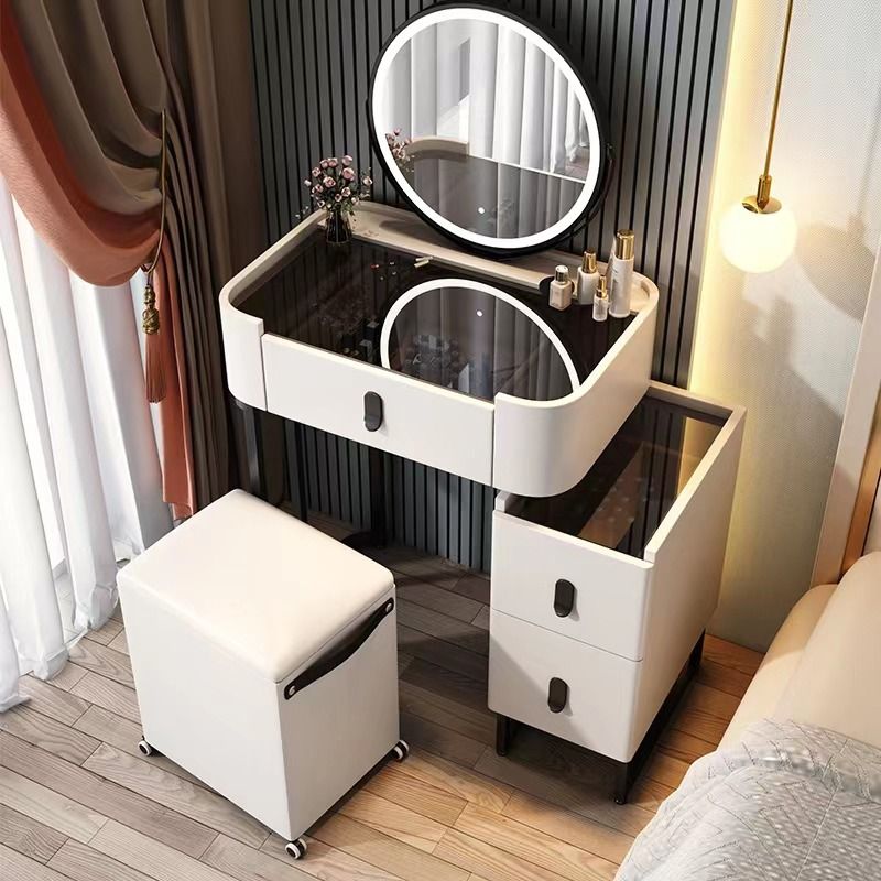 Dressing Table Toilet Table **3A Tempered Glass&Leather, Furniture ...