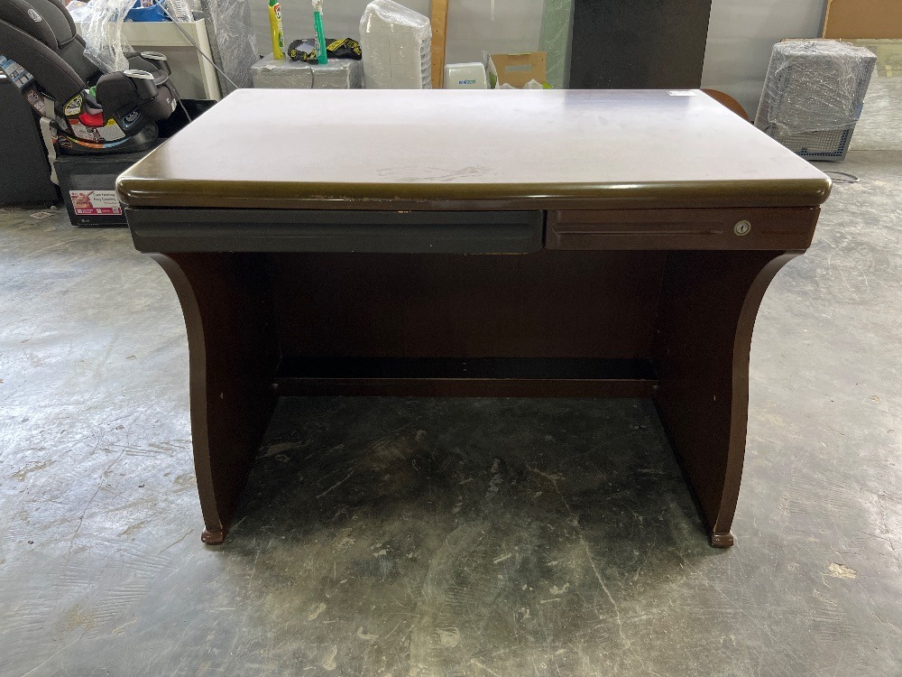(F20023866) Wide Brown Wooden Study Table With 2 Drawers / Meja Belajar ...