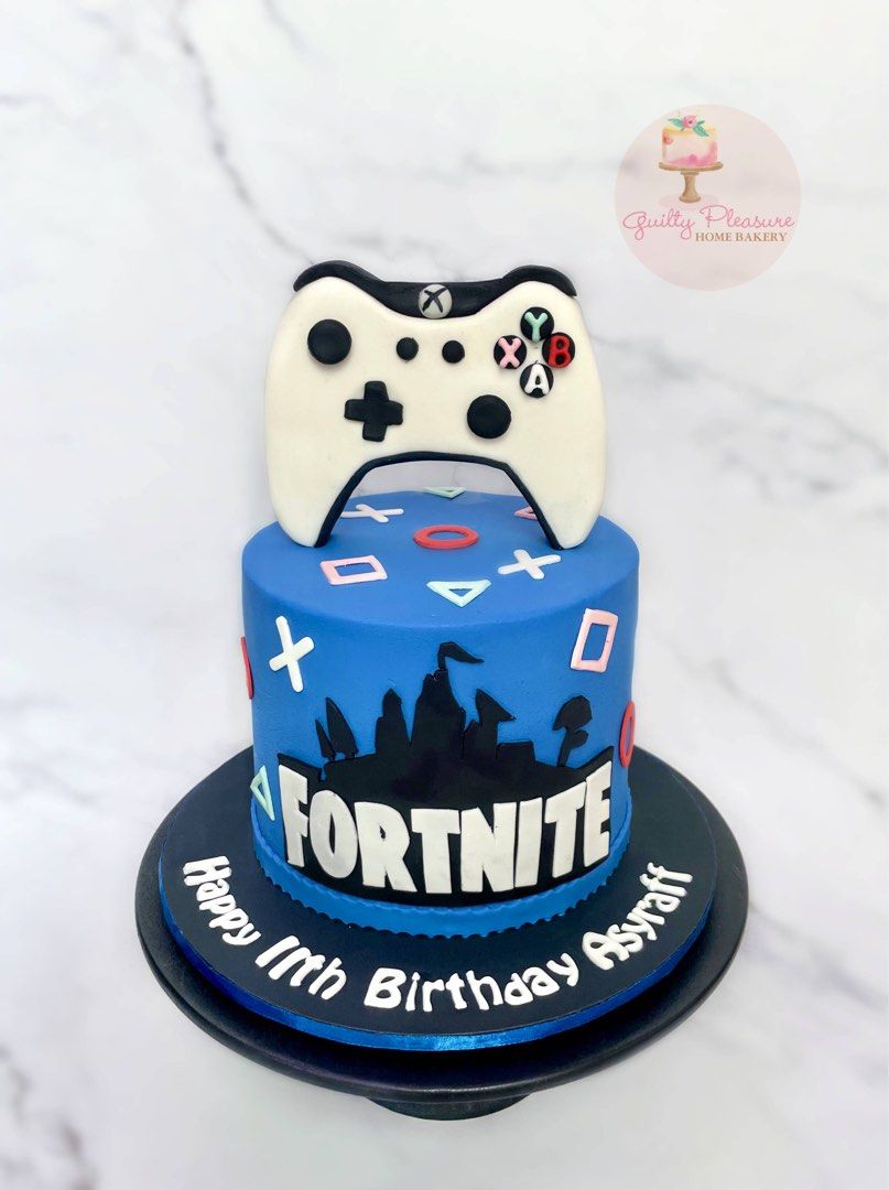 Fortnight themed Birthday Cake, Food & Drinks, Homemade Bakes on Carousell