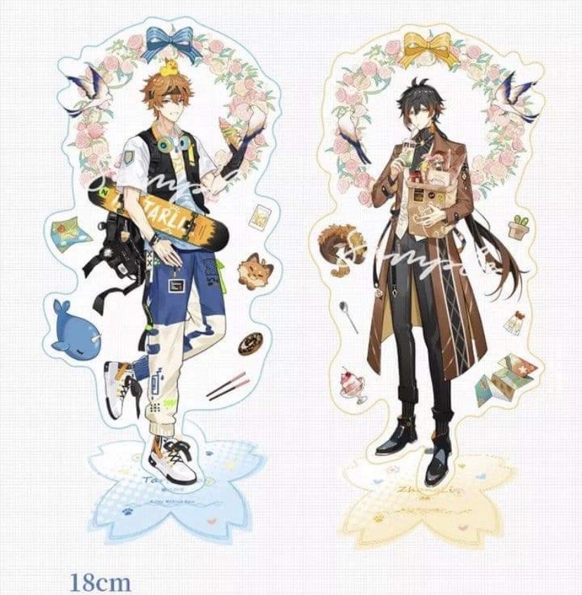 Genshin Impact Zhongli and Childe Standee, Hobbies & Toys, Toys & Games ...