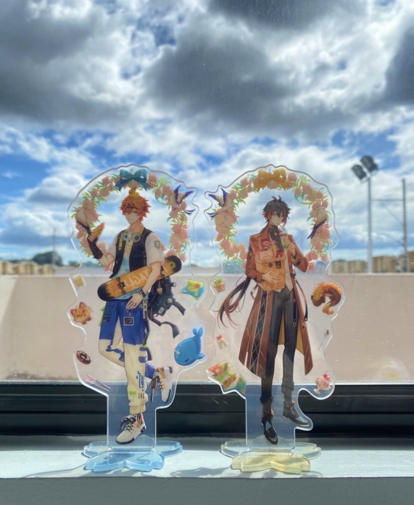 Genshin Impact Zhongli and Childe Standee, Hobbies & Toys, Toys & Games ...