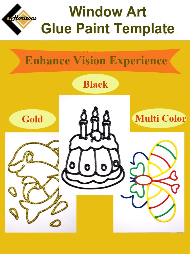 Glass Sticker Glue Paint Window Art Kits Outline Template (Oven Baked ...