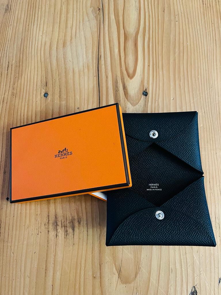 Brand New Hermès Calvi Card Holder (Black), Women's Fashion, Bags ...