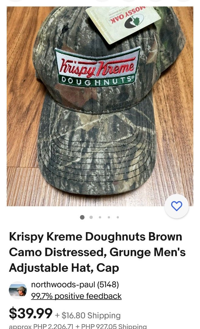 Krispy Kreme Doughnuts Brown Como Distressed, Grunge Men's Adjustable ...
