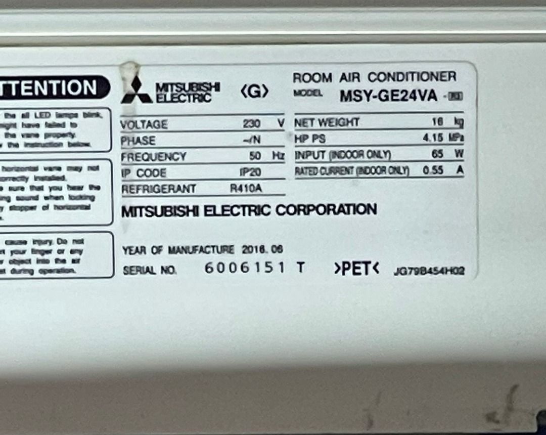 #L030 - MITSUBISHI ELECTRIC AIRCON-MUY-GE24VA~MSY-GE24VA, TV & Home ...