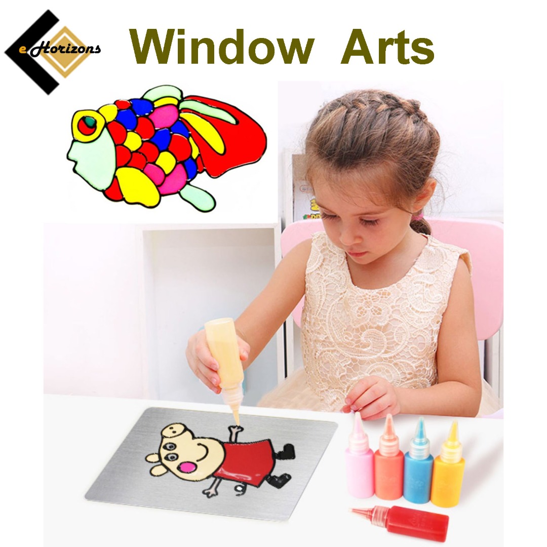 Glass Sticker Glue Paint Window Art Kits (Oven Baked) Children Art ...