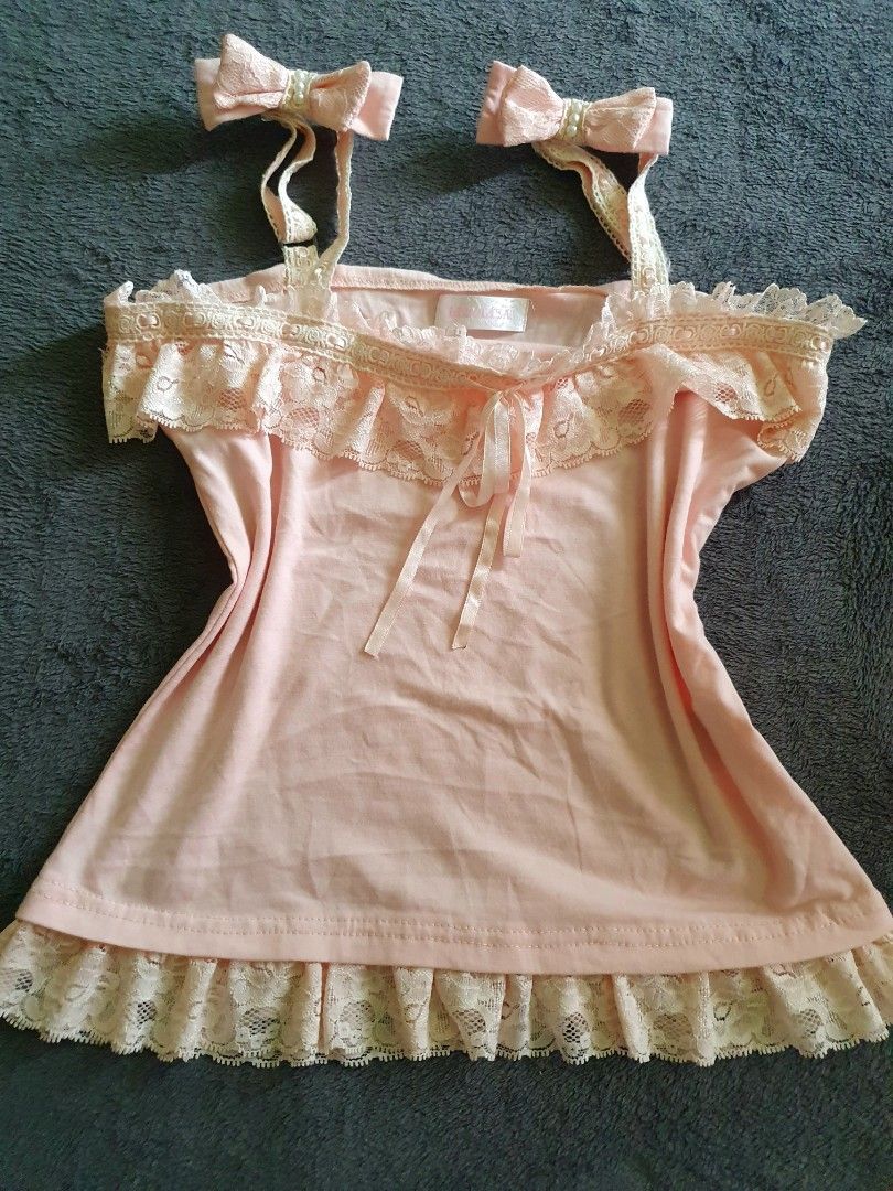 Liz Lisa Lace Bow Pink Couqette Top, Women's Fashion, Tops, Others Tops ...