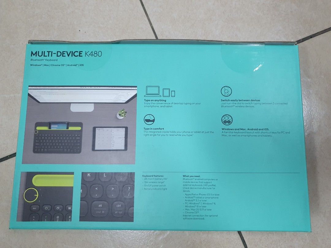 Logitech k480 bluetooth wireless keyboard multi device, Computers & Tech, Parts & Accessories ...