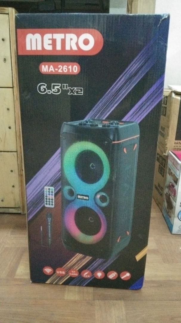 METRO 6.5 inch x 2 Party Box Dual Speaker with lights MA-2610 on Carousell