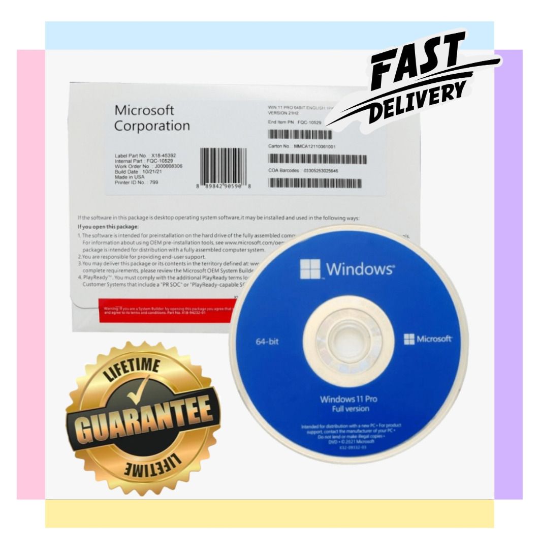 Microsoft windows 10 windows 11 pro home dvd cd bootable retail ...