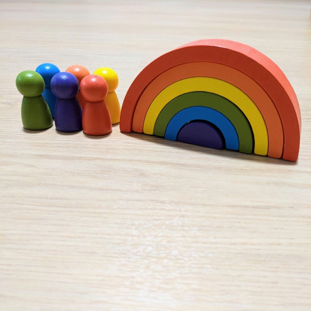 Montessori rainbow stacker with peg dolls, Babies & Kids, Infant ...