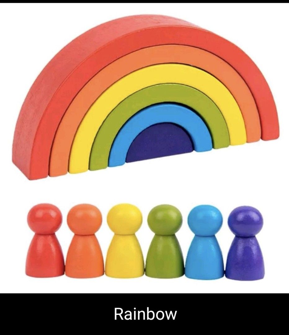 Montessori rainbow stacker with peg dolls, Babies & Kids, Infant ...