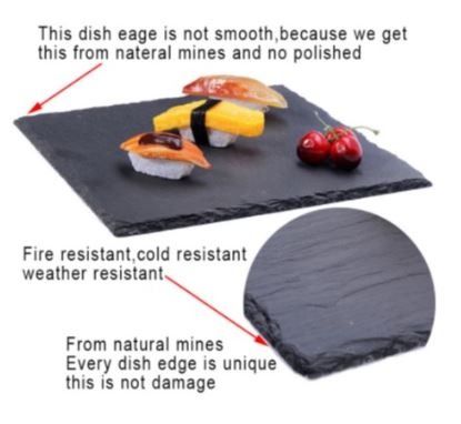 Natural Black Slate stone Dishes Solid Sushi Steak Barbecue BBQ Plate ...