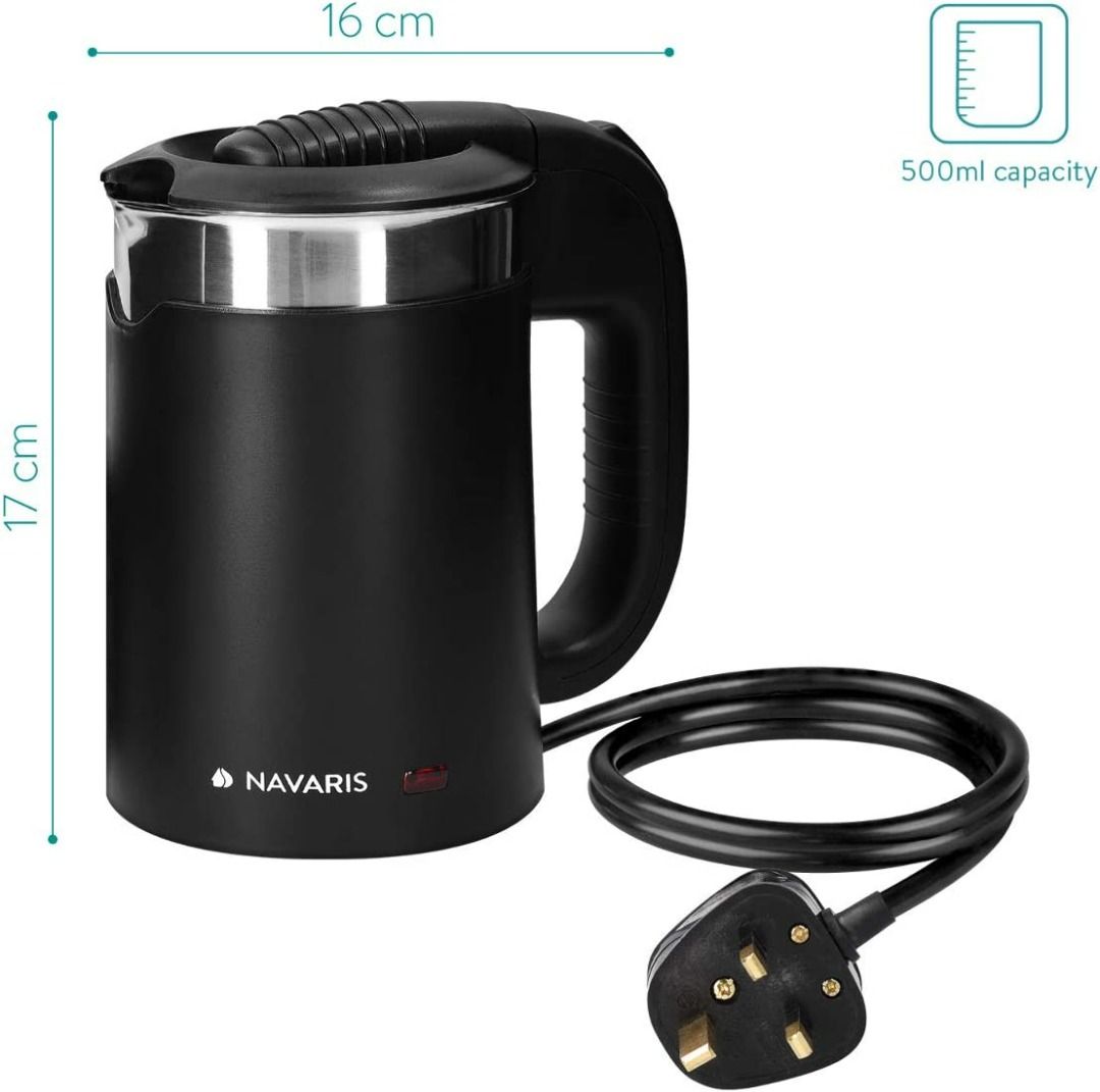 Navaris Compact Electric Travel Kettle - 0.5 Litre Travel Jug Kettle ...