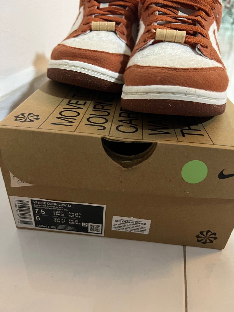 Nike Women Dunk Low Sun Club Burnt Orange, Women's Fashion, Footwear ...