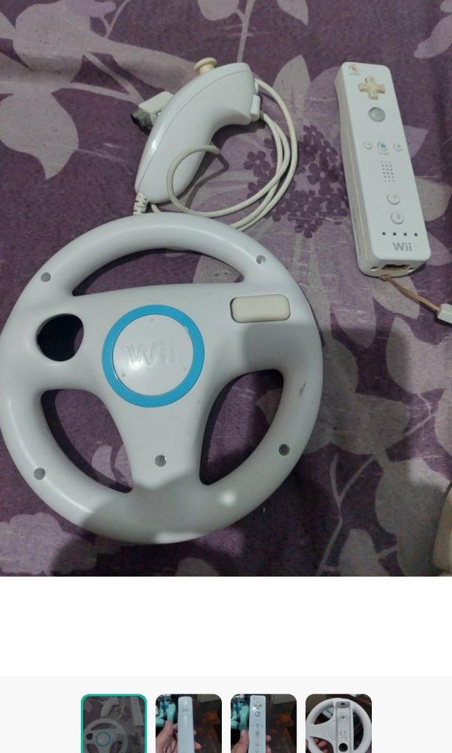 Nintendo wiimote w nunchuck and steering wheel, Video Gaming, Gaming ...