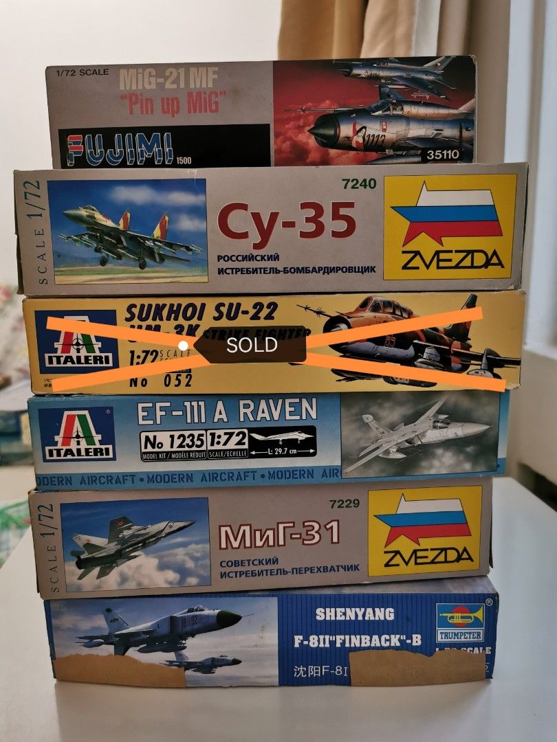 Out of production plastic jet models in 1/72 scale - Mig 21, Mig 35 ...