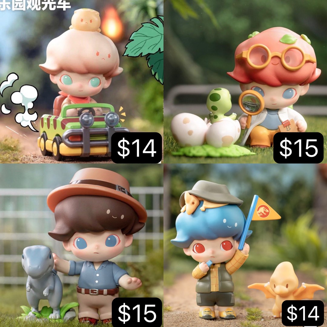 Popmart Dimoo Jurassic world (park sightseeing bus, dinosaur egg ...