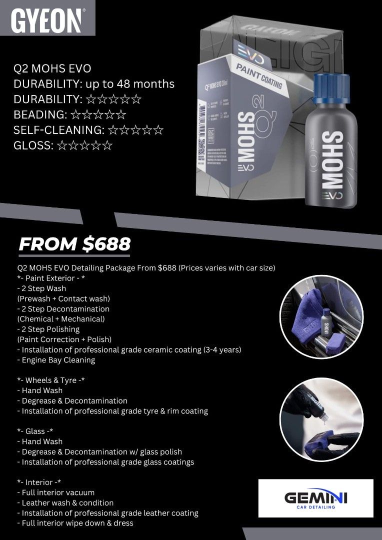 Q2 MOHS EVO DETAILING PACKAGE, Car Accessories, Car Workshops & Services on Carousell