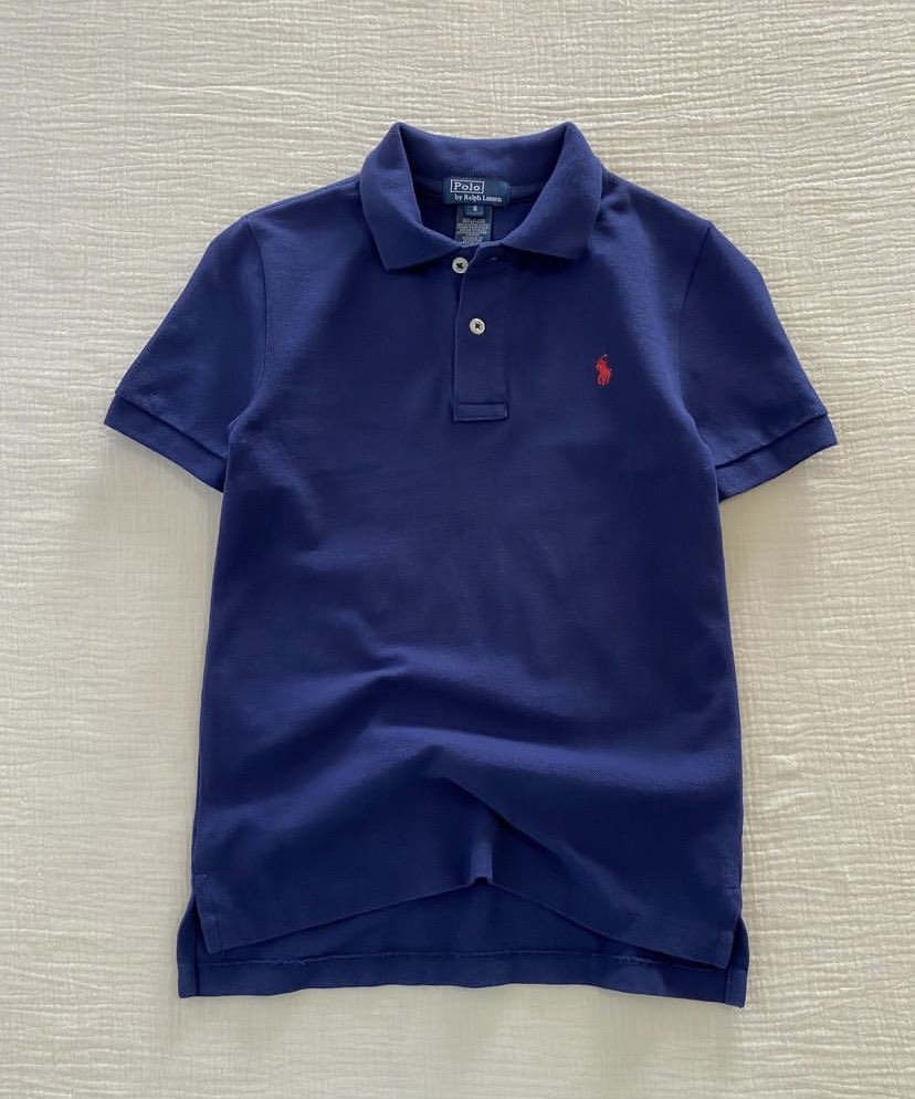Ralph Lauren Navy Blue Polo Shirt with Red Logo, Men's Fashion, Tops ...