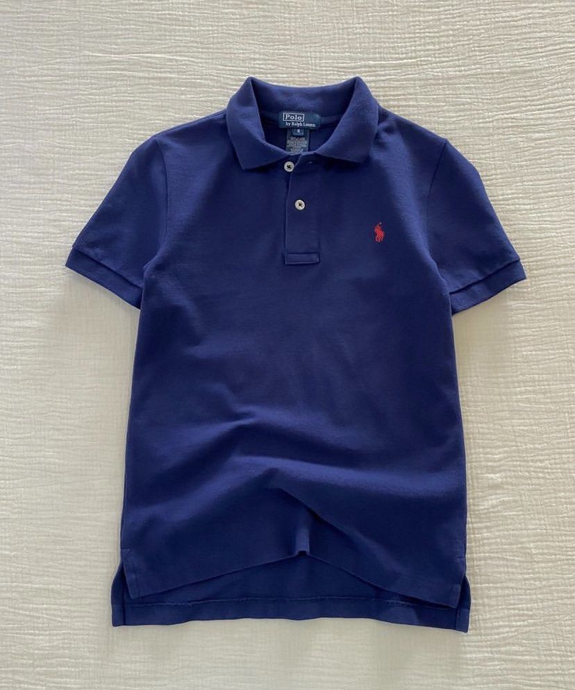 Ralph Lauren Navy Blue Polo Shirt with Red Logo, Men's Fashion, Tops ...