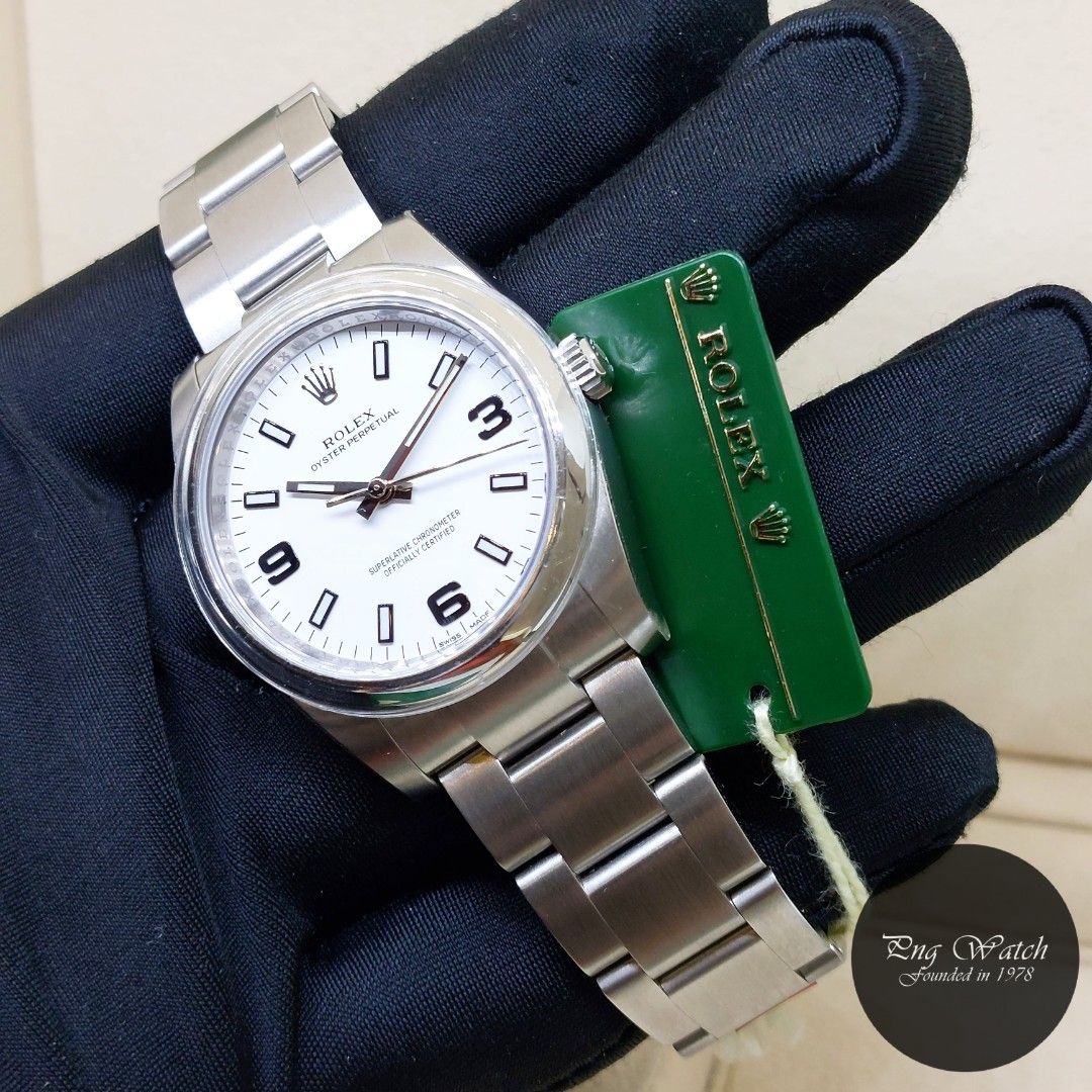 (NOT AVAILABLE) Rolex 34mm Stainless Steel Casing Smooth Bezel White ...