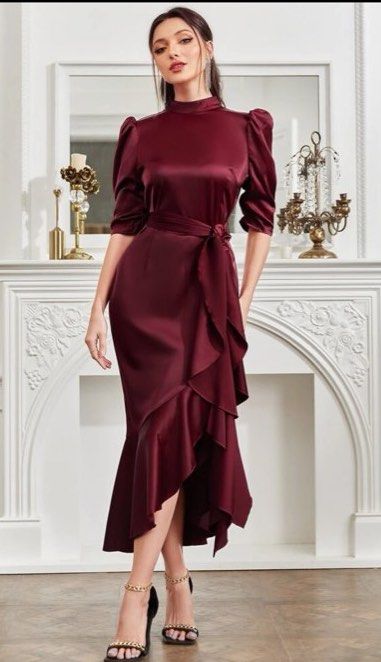 Satin Dress, Women's Fashion, Dresses & Sets, Dresses on Carousell