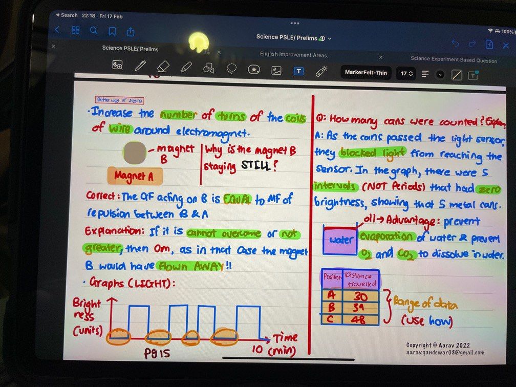 PSLE P6 Self written Premium Science Notes (AL1) student, Hobbies ...