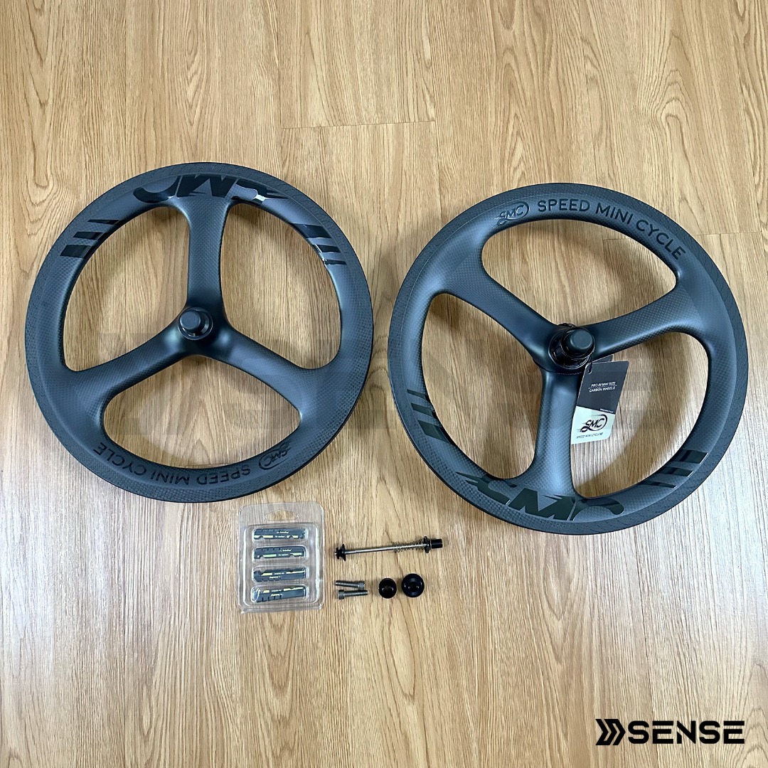 SMC Tri Spokes 3-Spokes 7 Speed Govan Carbon Wheelset for Brompton ...