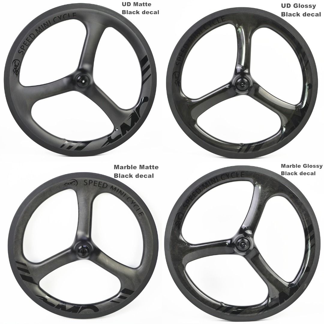 SMC Tri Spokes 3-Spokes 7 Speed Govan Carbon Wheelset for Brompton ...