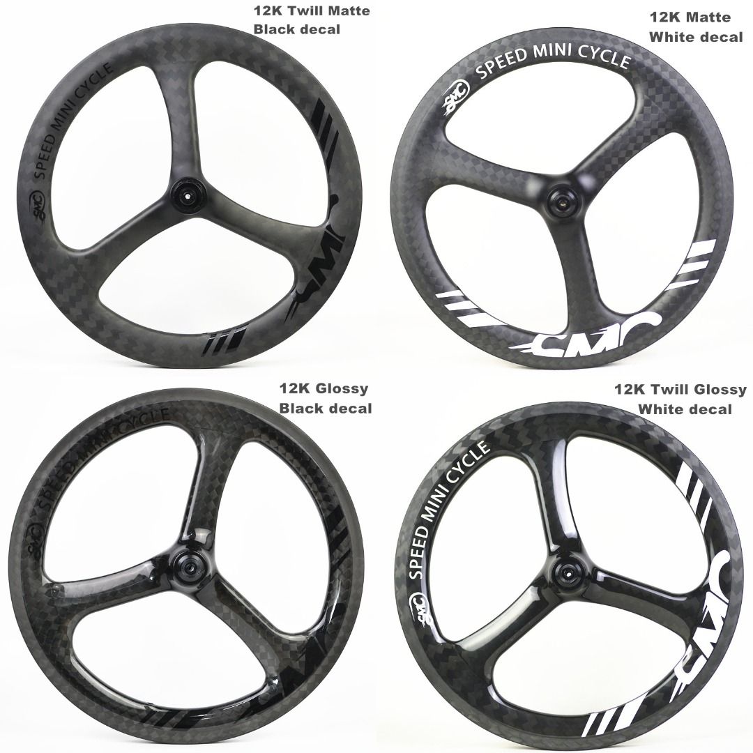 SMC Tri Spokes 3-Spokes 7 Speed Govan Carbon Wheelset for Brompton ...