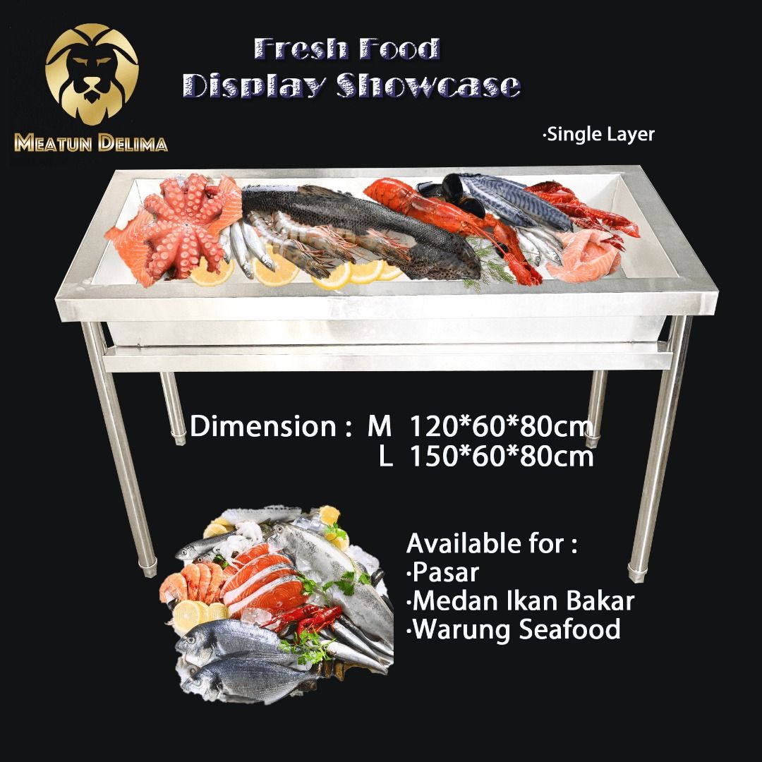 Stainless Steel Seafood Display Showcase SINGLE- Fish /Chicken Fresh ...