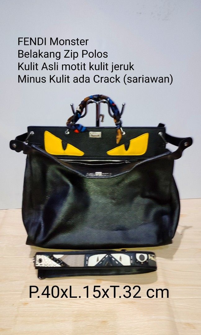 Tas FENDI Monster Second Kulit Asli Bekas Seken, Fesyen Wanita, Tas ...