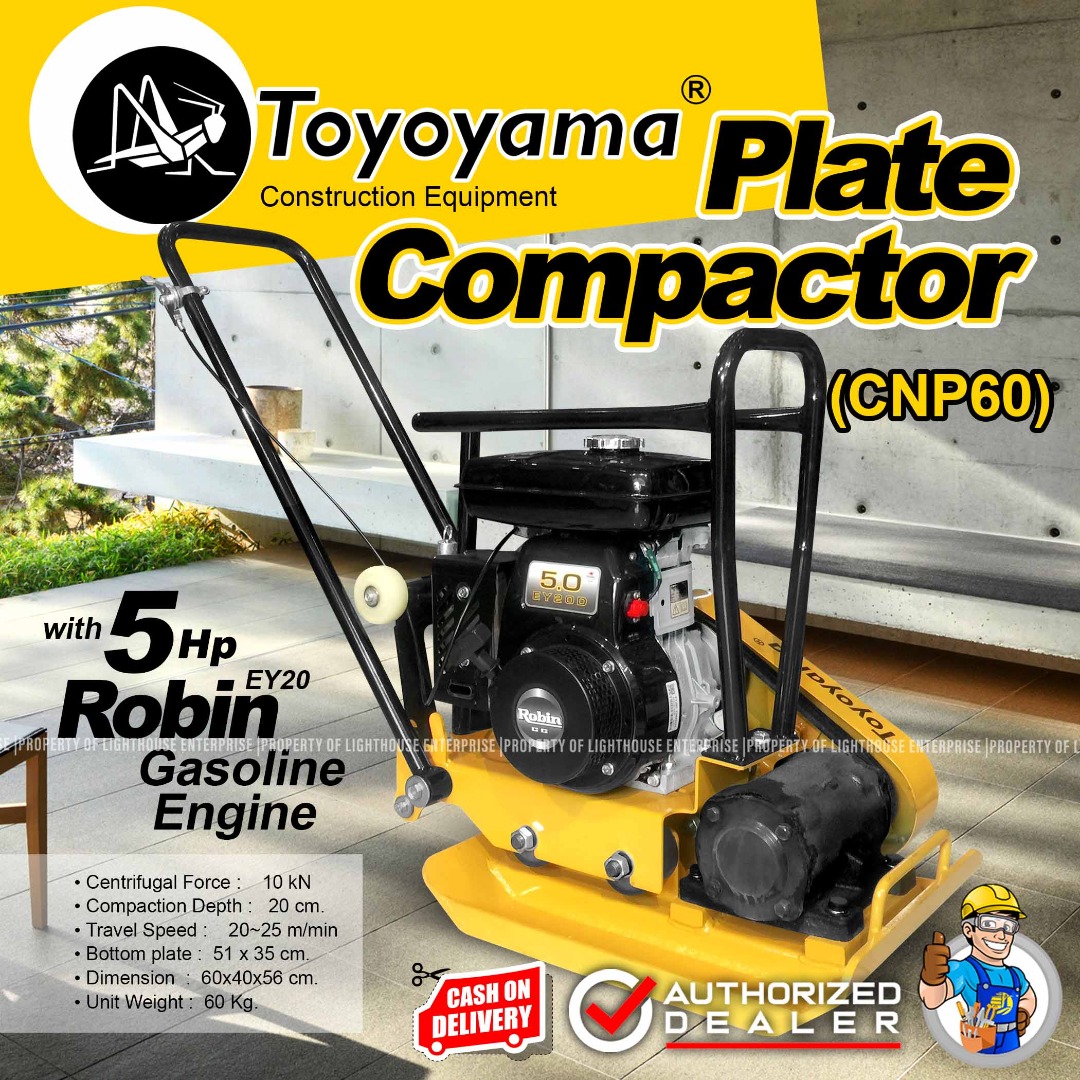 TOYOYAMA Plate Compactor Series with Robin Engine EY20 5HP Straight ...
