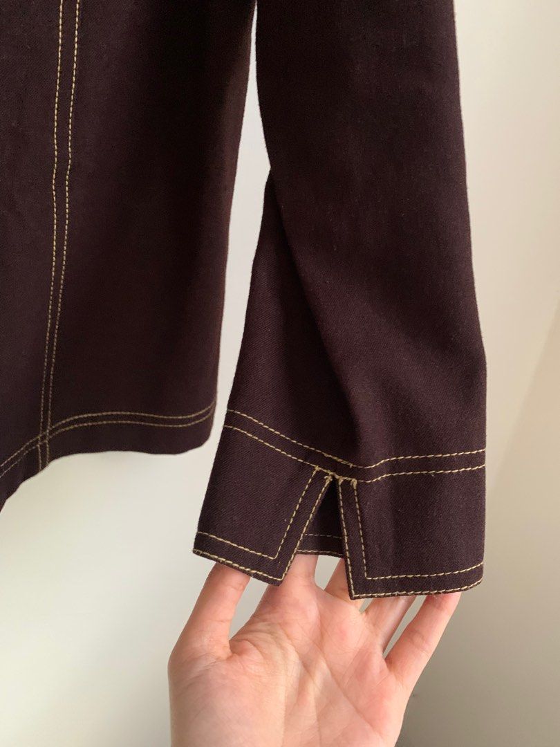 Vintage Contrast Stitch Jacket, Women's Fashion, Coats, Jackets and ...