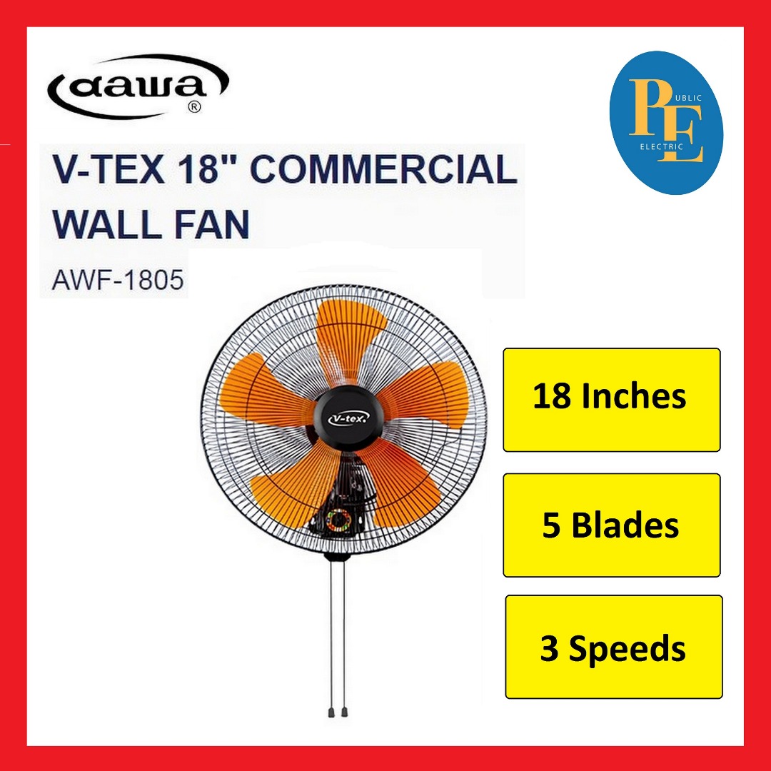 V-Tex 18" Commercial Wall Fan - AWF-1805, Furniture & Home Living ...