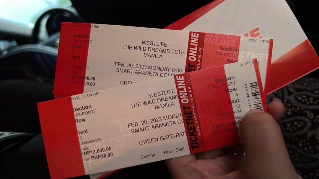 WESTLIFE PATRON TICKETS 8k eack only, Tickets & Vouchers, Event Tickets ...