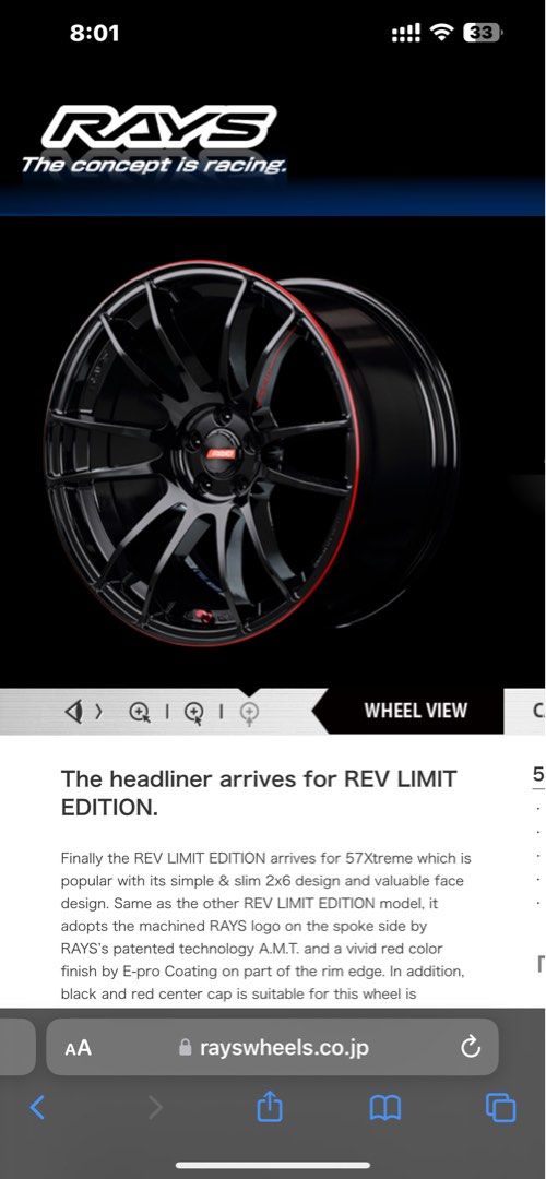 WTS> Original Ray 57xtreme Rev limit 18x8.5 Pcd 5x112, Car Accessories, Tyres & Rims on Carousell