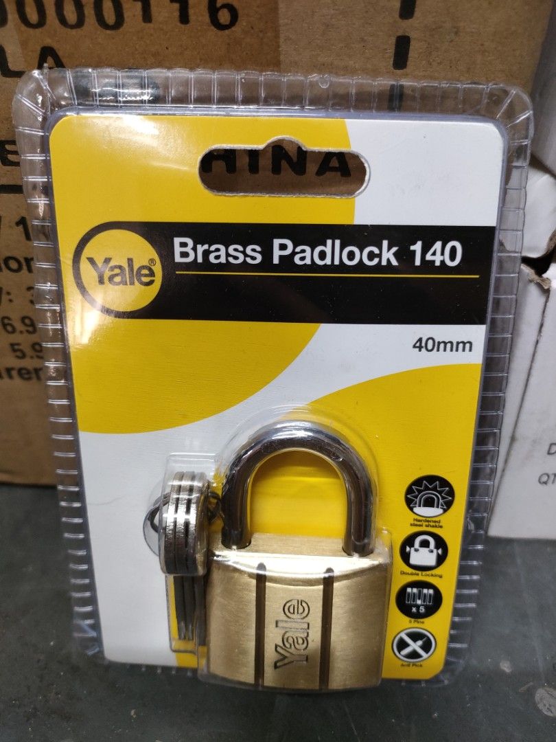Yale Brass Padlock V140 25MM, 30MM, 40MM, 50MM, 60MM, 70MM, Furniture & Home Living, Security ...