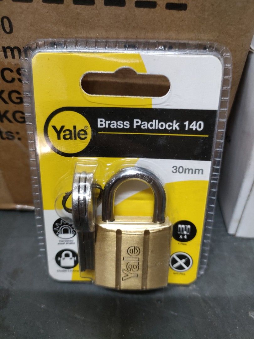Yale Brass Padlock V140 25MM, 30MM, 40MM, 50MM, 60MM, 70MM, Furniture & Home Living, Security ...
