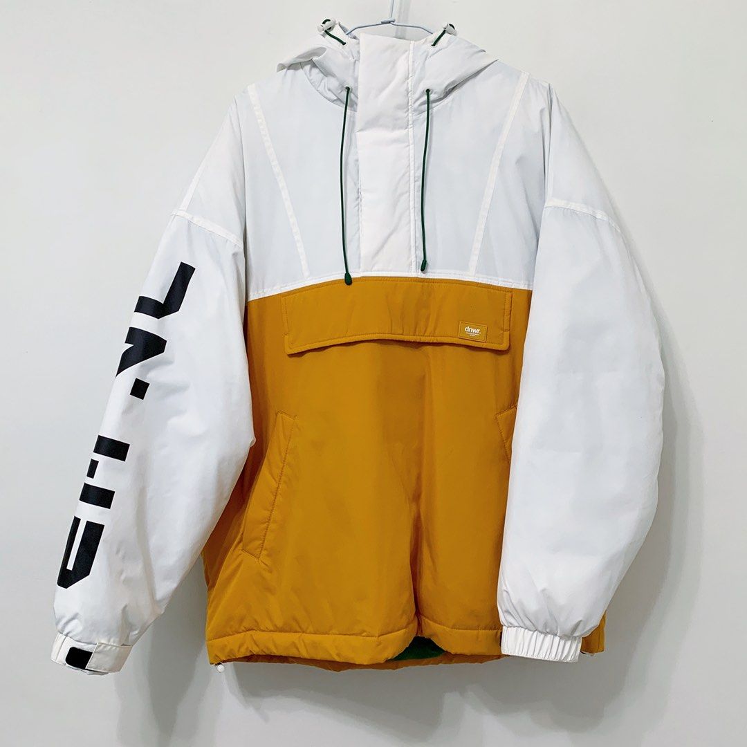ZARA DNWR JACKET 防潑水 羽絨衣 保暖 拉鍊口袋 半開襟 衝鋒衣 雪衣 抗寒流 包脖圍 高領 連帽外套 帽T 男版 白黃綠配色 ...