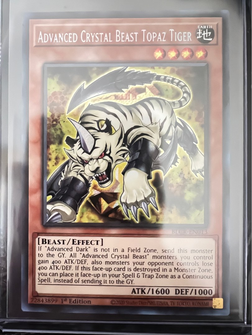 遊戲王 Yugioh: Advanced Crystal Beast Topaz Tiger BLCR Secret 1st [Monster ...
