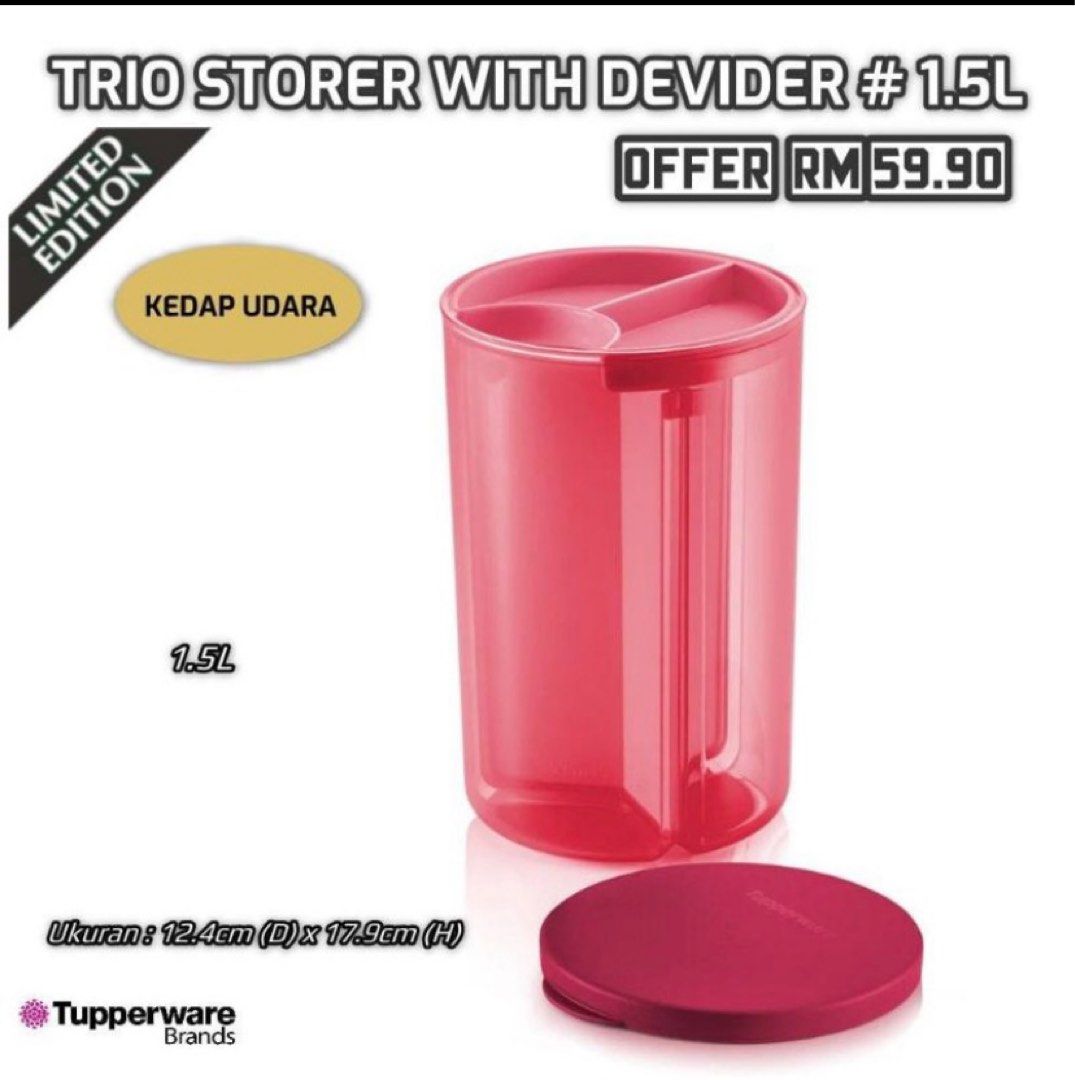 Authentic Tupperware Trio Storage Containers worth RM59.90, Furniture ...