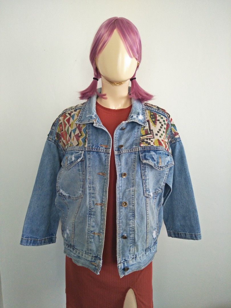 Aztec Denim Jacket, Women's Fashion, Coats, Jackets and Outerwear on ...