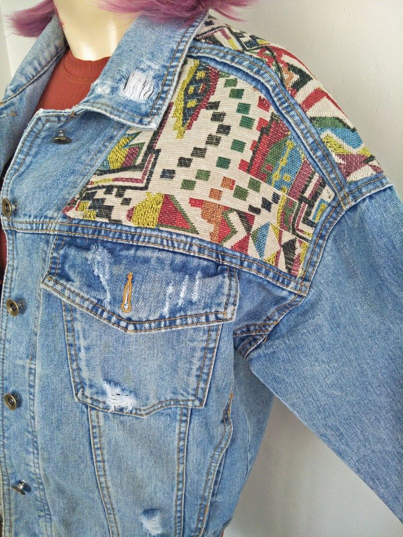 Aztec Denim Jacket, Women's Fashion, Coats, Jackets and Outerwear on ...